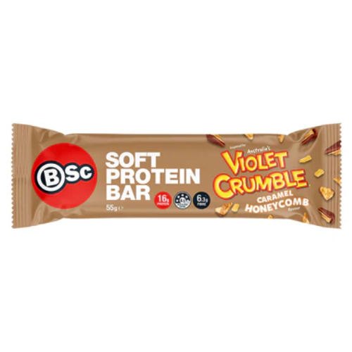BSC Violet Crumble Protein Bar - Caramel Honeycomb - 55g – Low Carb ...