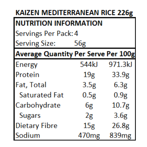 Kaizen Low Carb Mediterranean Protein "Rice" - 226g (4 serves) – Low ...
