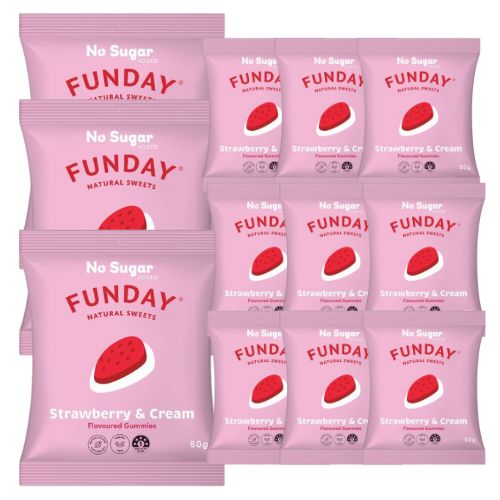 BULK Funday Strawberry & Cream Gummies - 50g x 12 – Low Carb Emporium ...